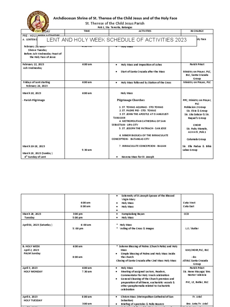 Lent Holy Week 2023 | PDF | Lent | Mass (Liturgy)