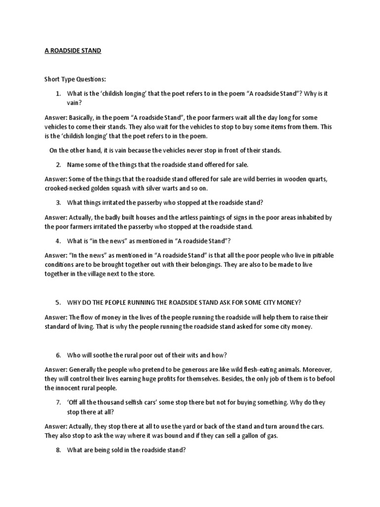 A Roadside Stand | PDF