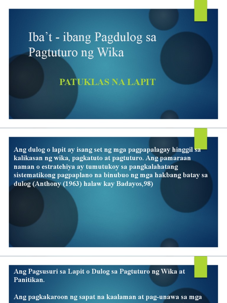 Iba't - Ibang Pagdulog Sa Pagtuturo NG Wika: Patuklas Na Lapit | PDF
