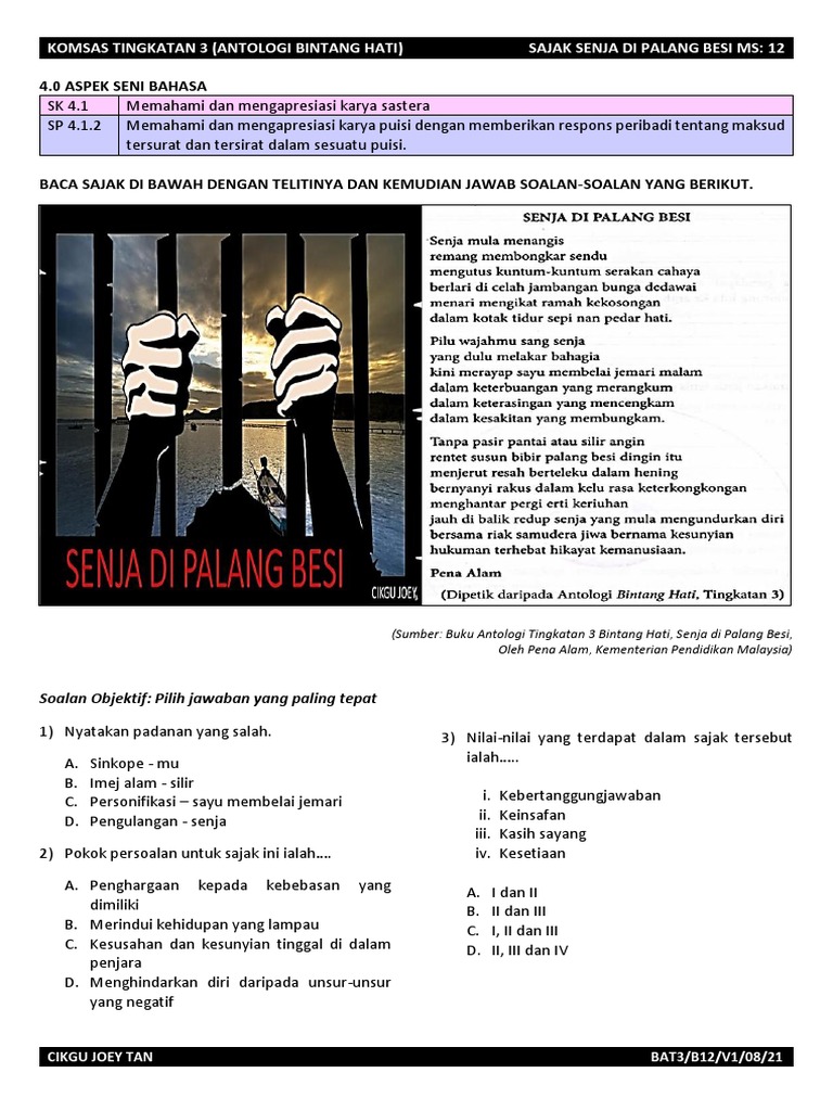 ANTOLOGI SAJAK SENJA DI PALANG BESI | PDF