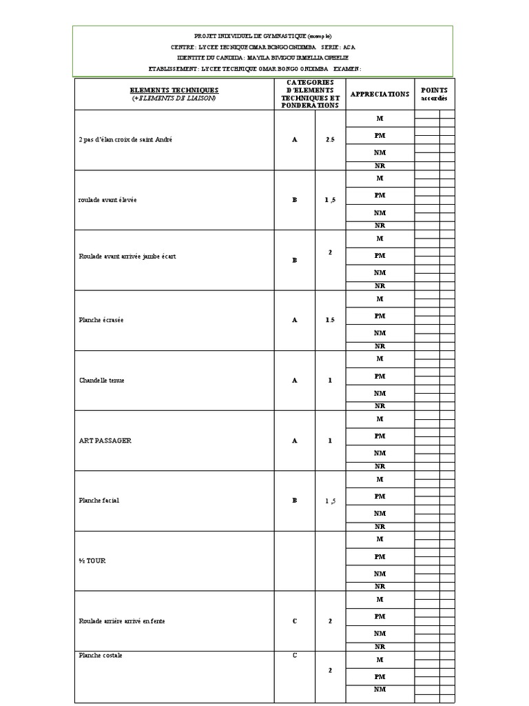 Fiche Gymnastique BAC | PDF