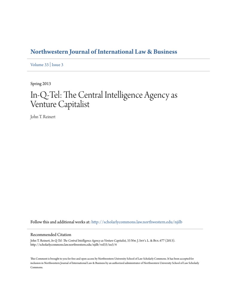 CIA's In-Q-Tel as Venture Capitalist | PDF | Venture Capital ...