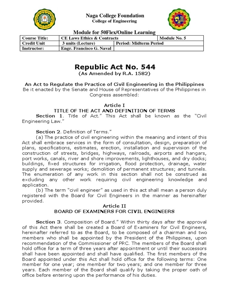 4 Module No. 5 - RA 544 Civil Engineering Law | PDF | Partnership ...