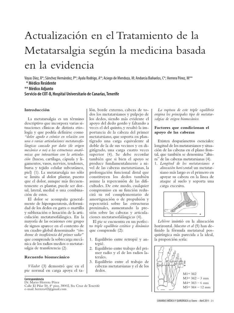 Actualización sobre Metatarsalgia | PDF | Sistema musculoesquelético ...