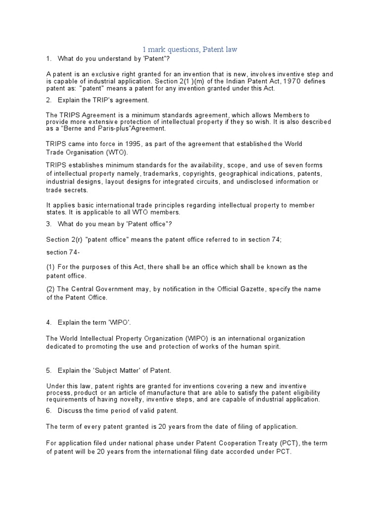 Patent Law Basics for Students | PDF | Patent | Glossary Of Patent Law Terms