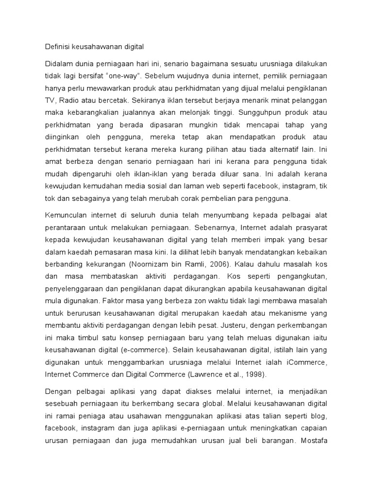 Definisi Keusahawanan Digital | PDF