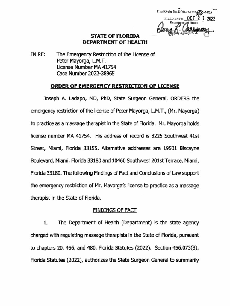 Mayorga Emergency Order | PDF