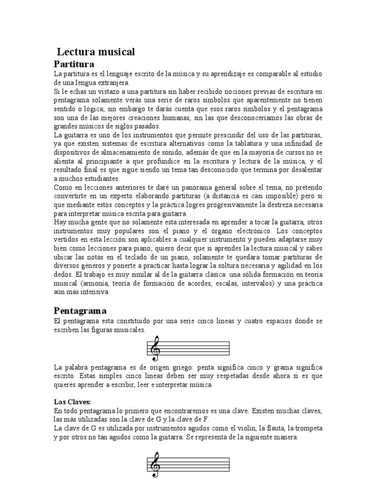 Introducción a la Lectura Musical | PDF | Arte