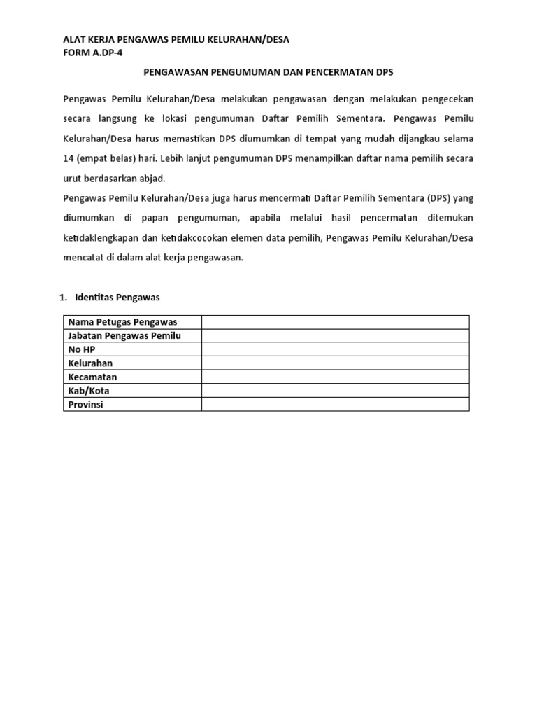 PKD - Pengawasan Pengumuman Dan Pencermatan DPS | PDF