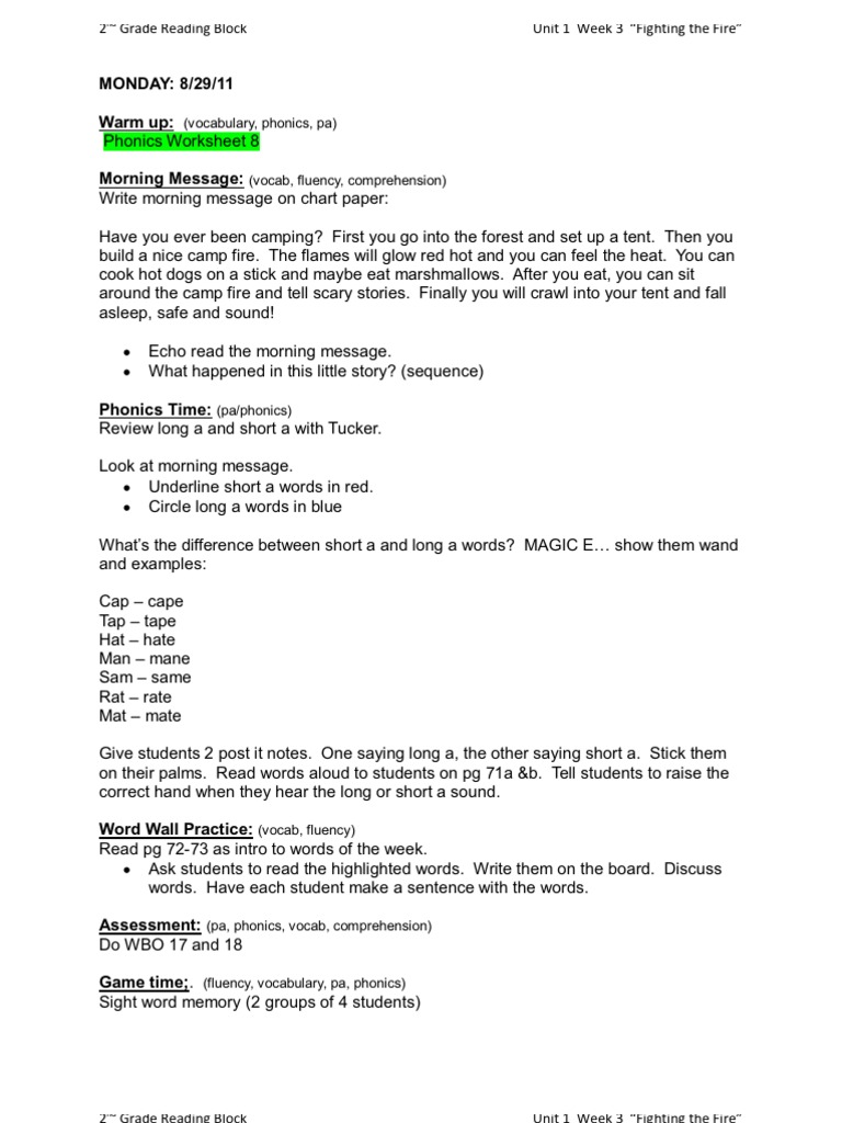 2nd Grade - Unit 1 Week 3 | PDF