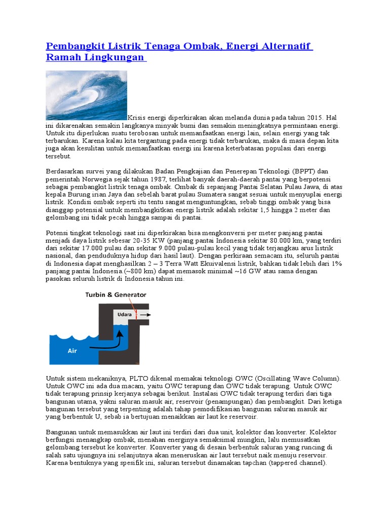 Pembangkit Listrik Tenaga Ombak | PDF