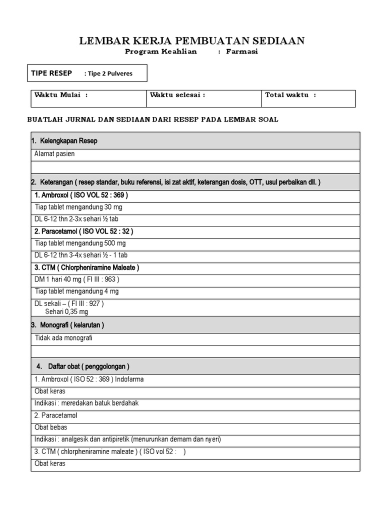 Resep Tipe 2 Pulveres Farmasi | PDF | Pengembangan Diri | Kesehatan ...