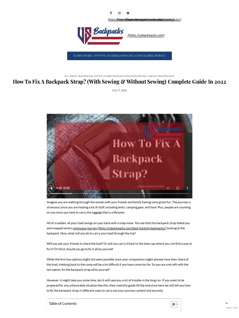 Fix Backpack Straps: Sewing & No-Sew Guide | PDF | Surgical Suture | Sewing
