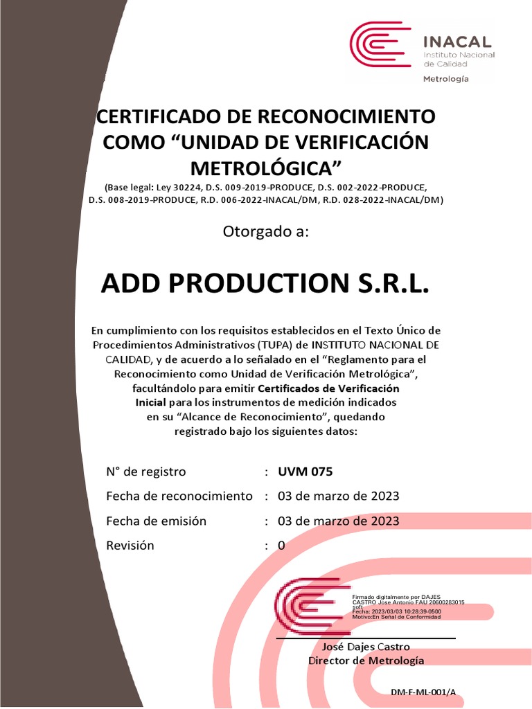 Certificado UVM 075 | PDF