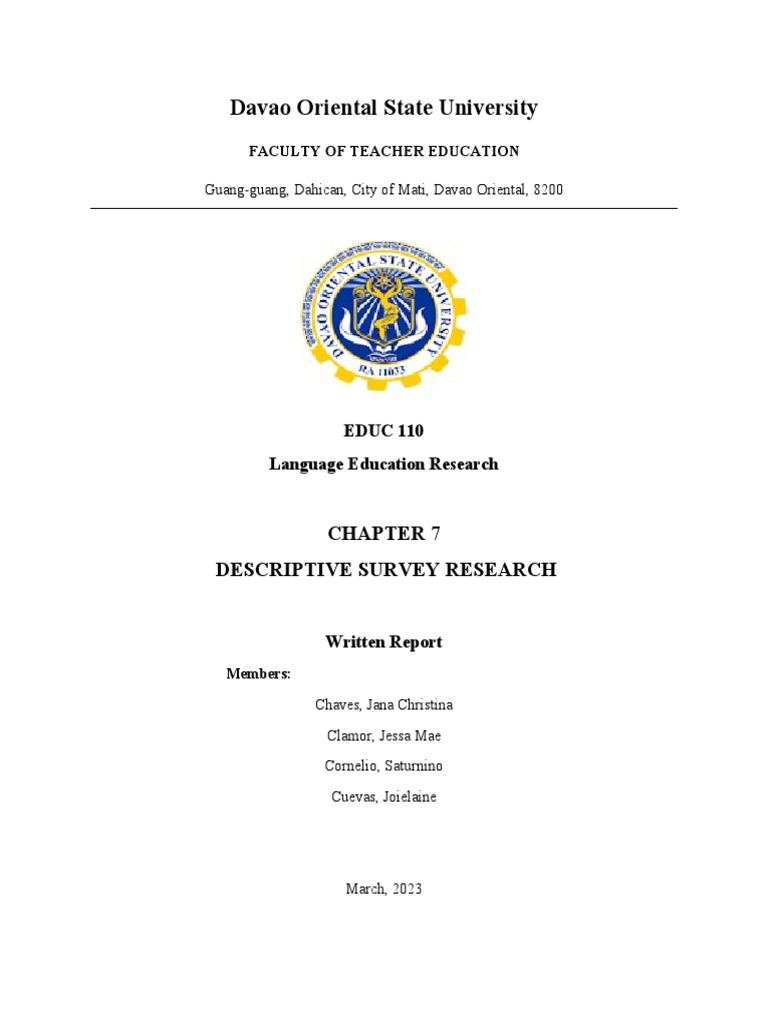 Descriptive Survey Research WR | PDF | Survey Methodology | Sampling (Statistics)