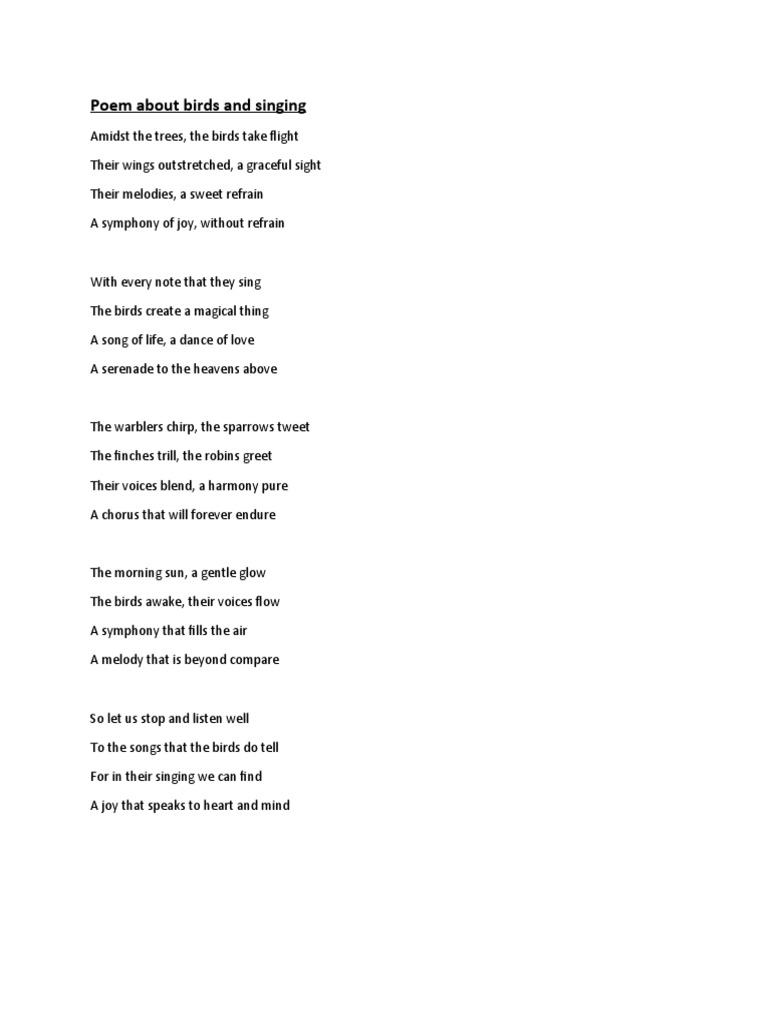 Poem About Birds and Singing | PDF
