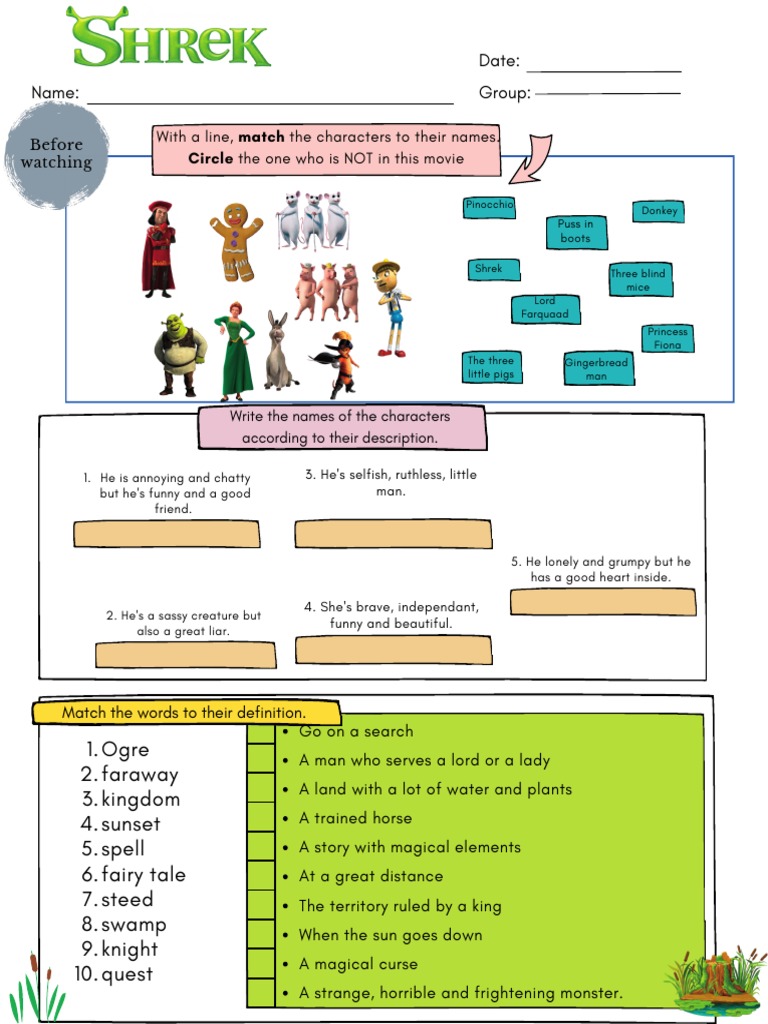 Shrek character and plot quiz | PDF