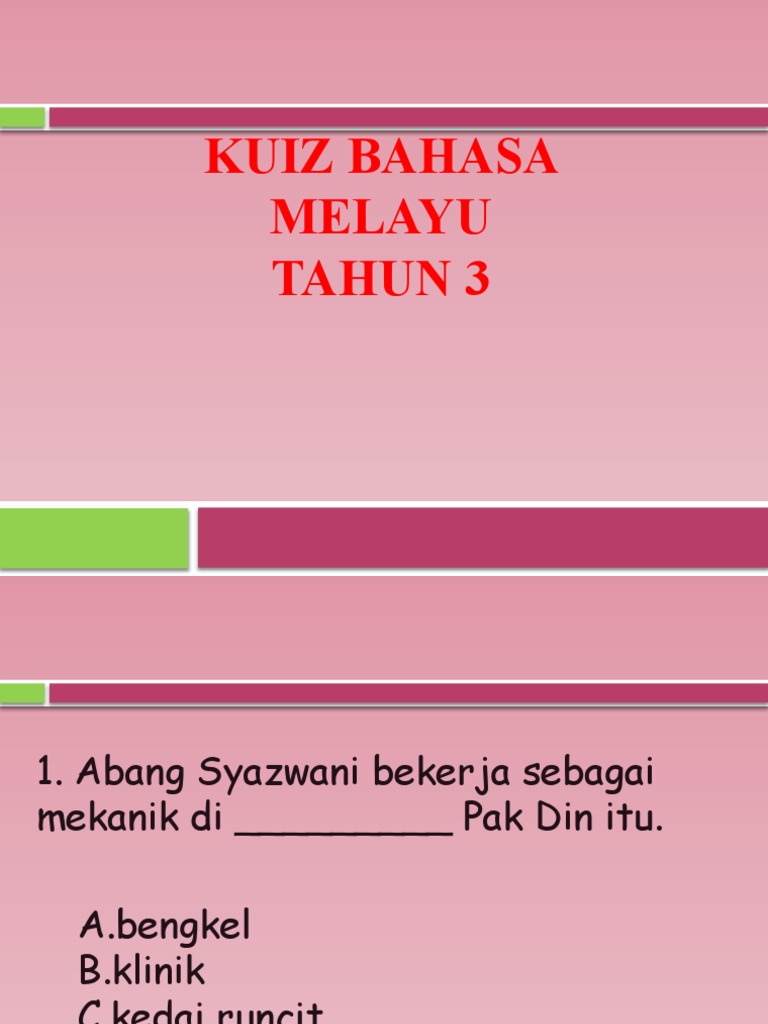 Kuiz Bahasa Melayu Tahun 3 | PDF