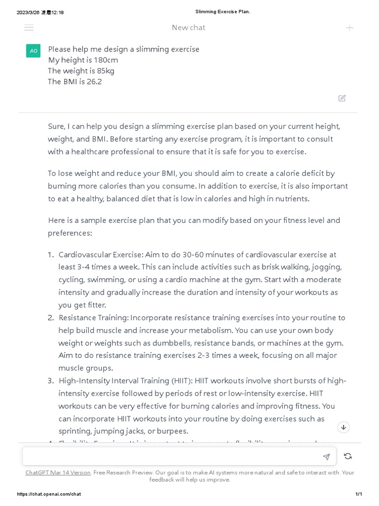 Please Help Me Design A Slimming Exercise My Height Is 180cm The Weight ...