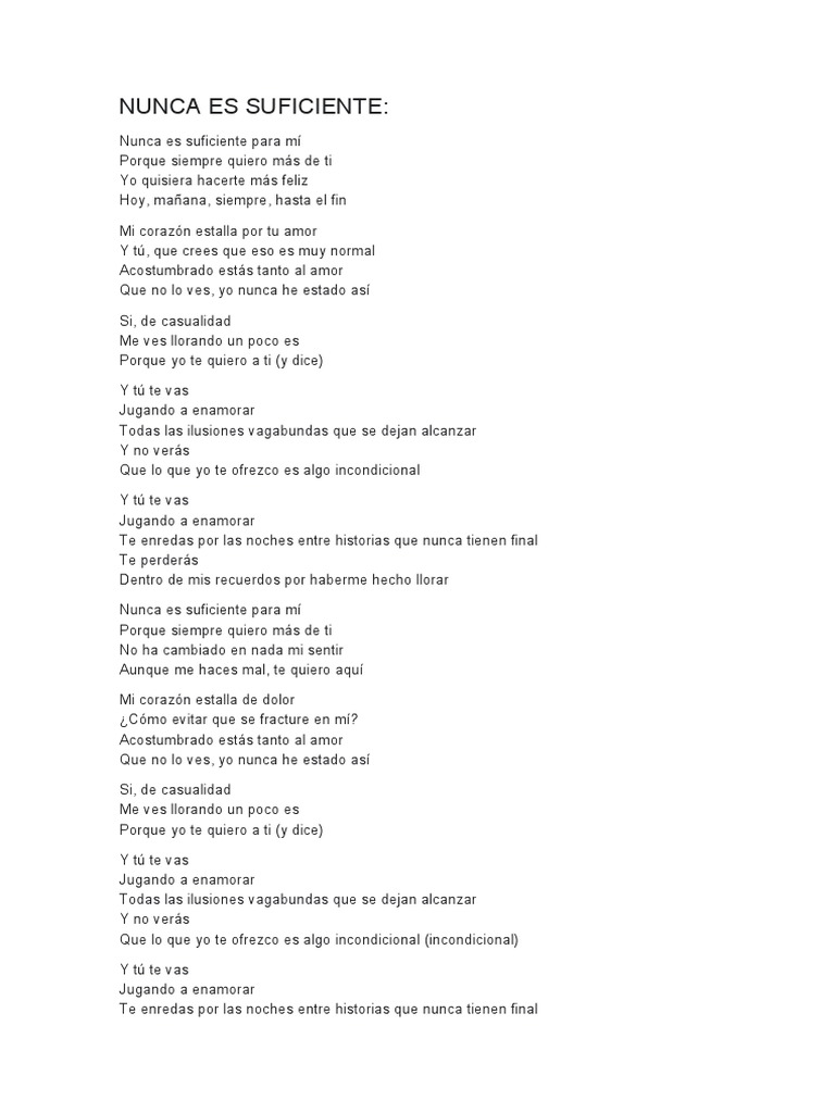 Nunca Es Suficiente | PDF