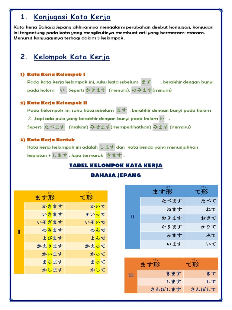Kata Kerja Bentuk て | PDF