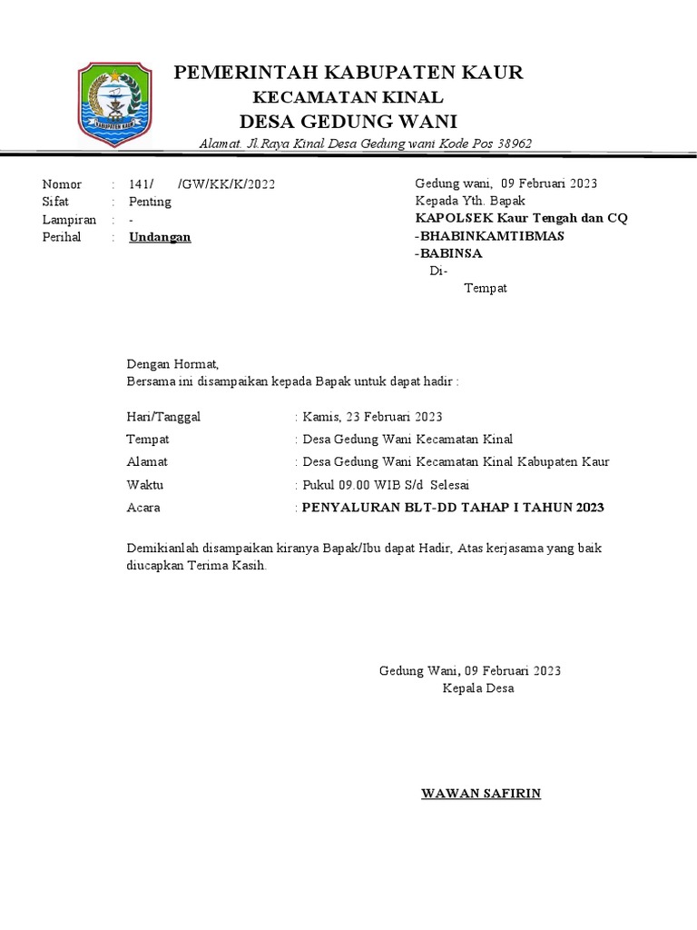 Surat Undangan BLT DD | PDF