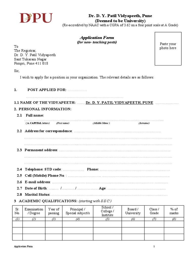 Application Form Non Teaching Staff | PDF | Computers