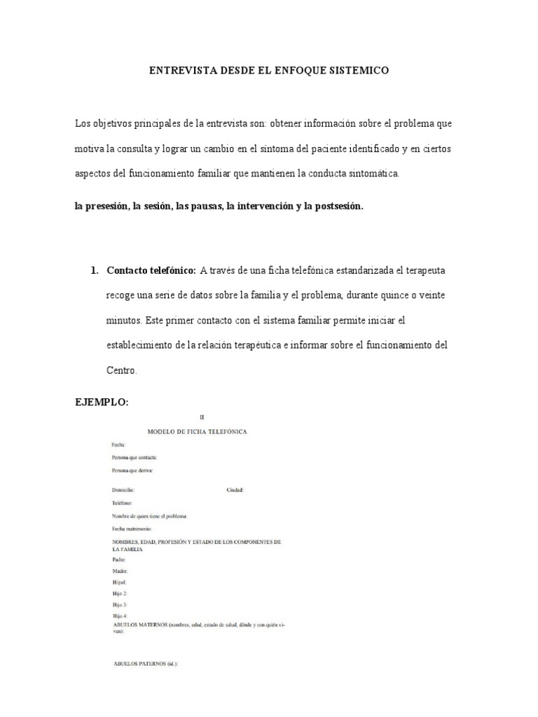 Entrevista Desde El Enfoque Sistemico Pdf Hipótesis Cuestionario