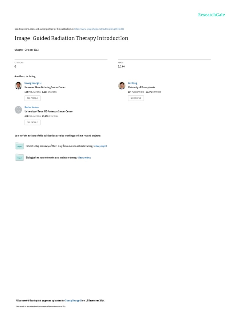 Image-Guided Radiation Therapy | PDF | Radiation Therapy | Ct Scan