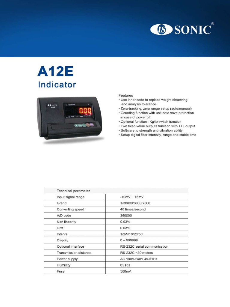 Sonic A12e | PDF