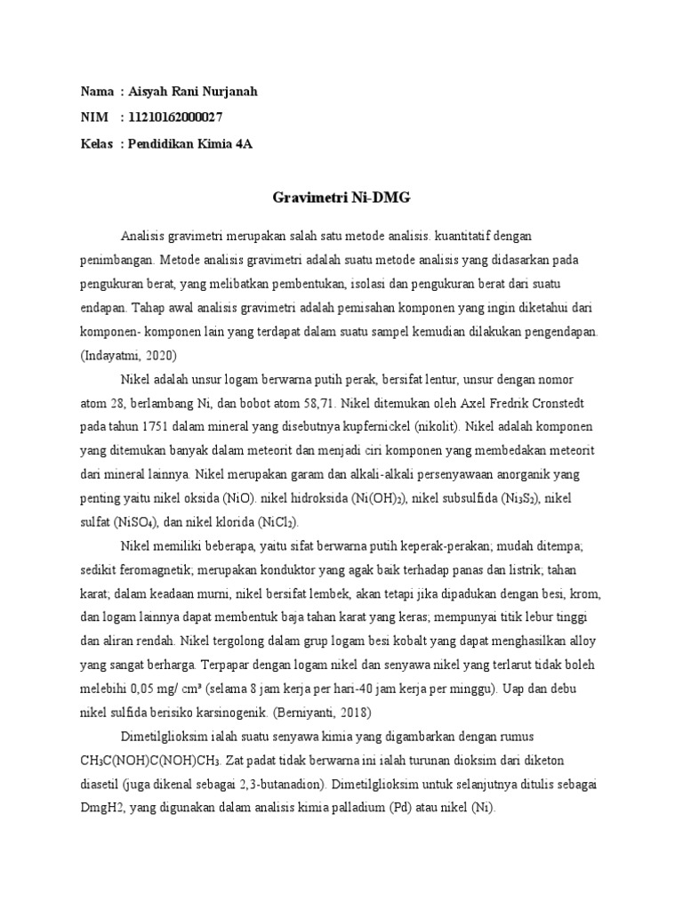 Gravimetri Ni DMG | PDF