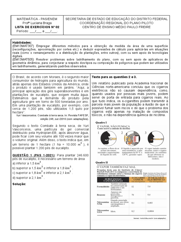 Lista 2 Pas - Enem | PDF | Chuva | Agricultura