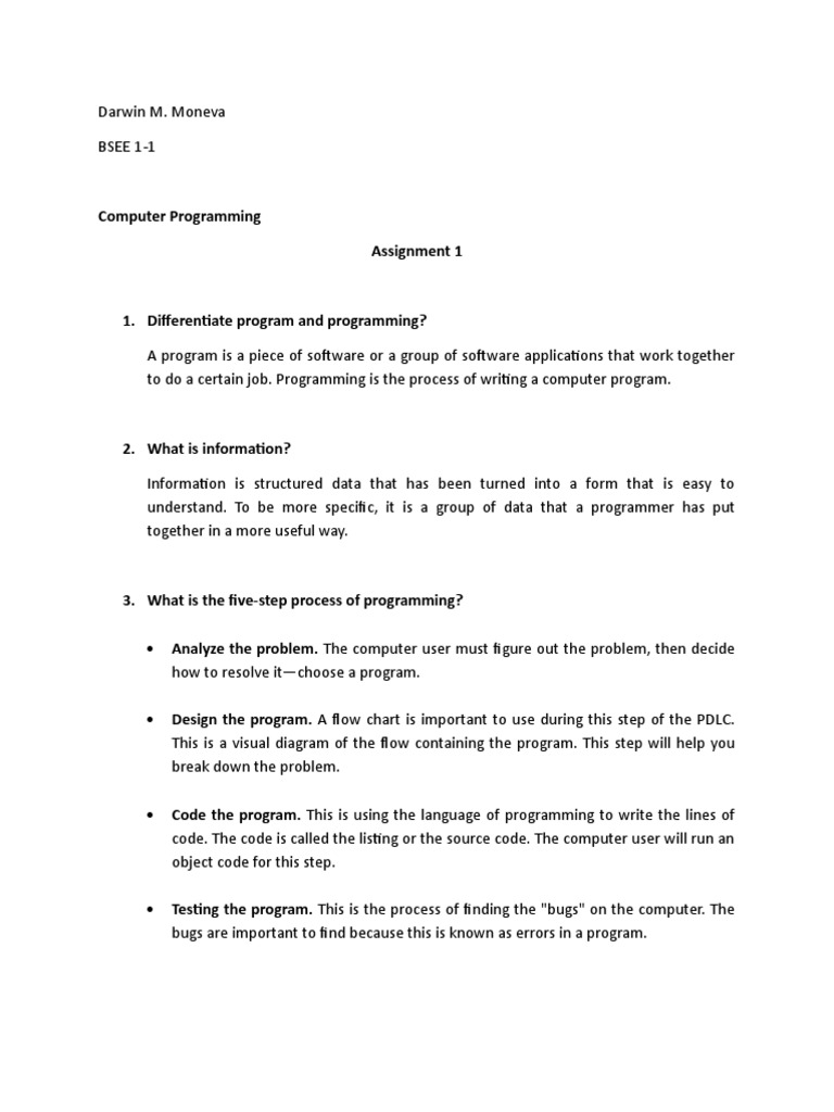 Computer Programming Assignment 1 Pdf Computer Program Programming 
