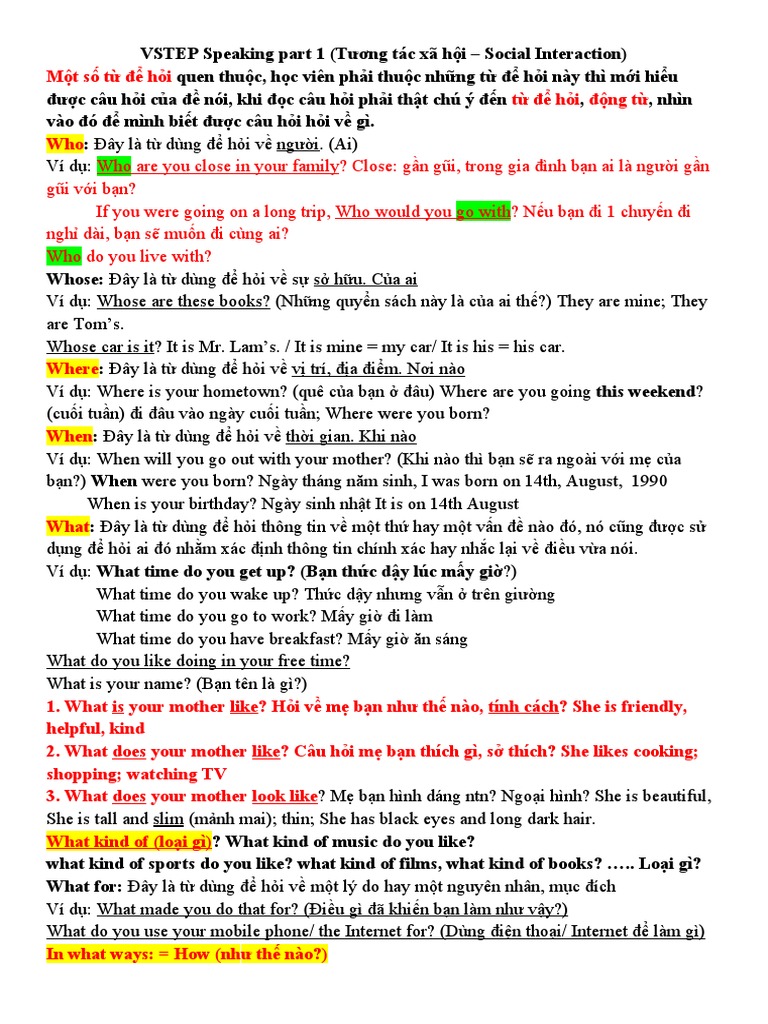 1.speaking Part 1 | PDF