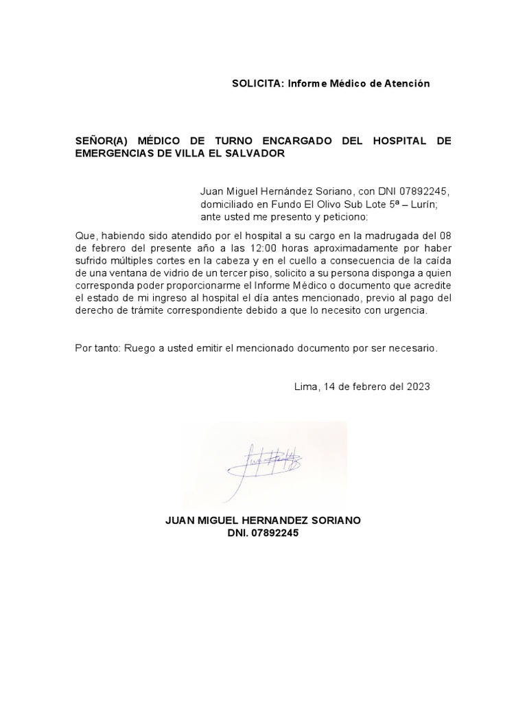SOLICITO INFORME MEDICO | PDF