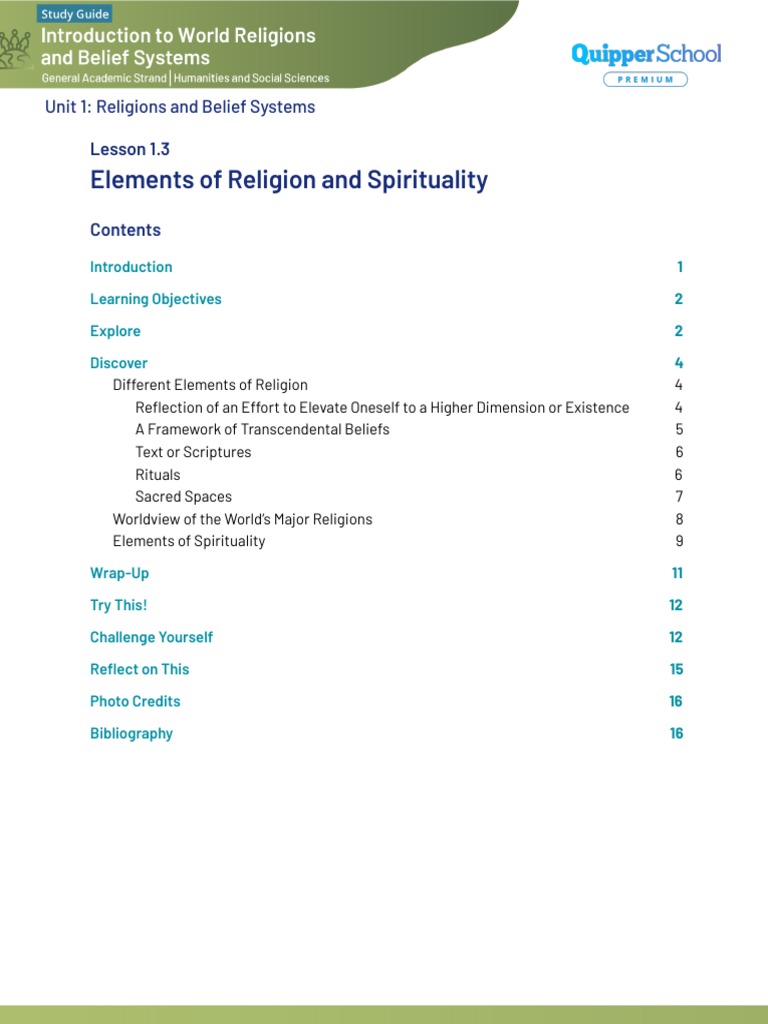 1.3 Elements of Religion and Spirituality | PDF