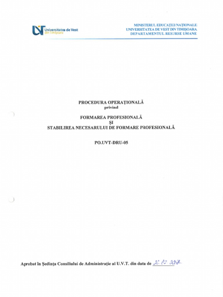 Procedura Formare Profesionala | PDF