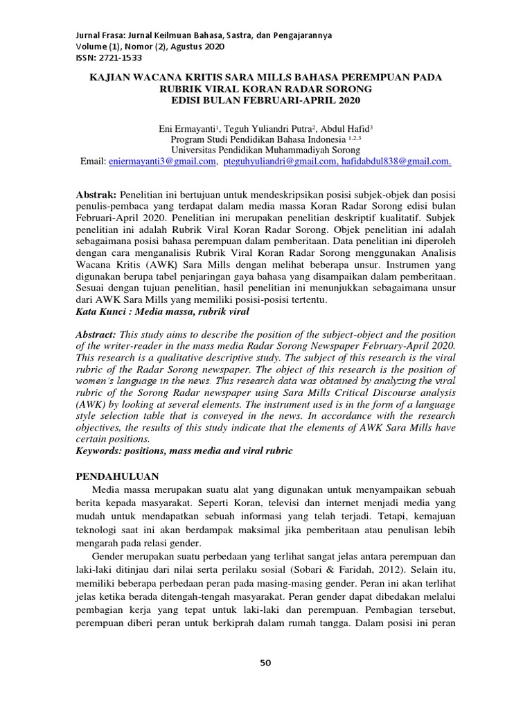 Artikel 1 AWK Sara Mills | PDF