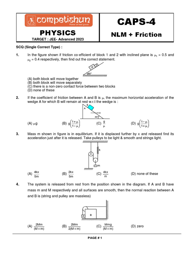 CAPS-4: Physics | PDF | Force | Friction