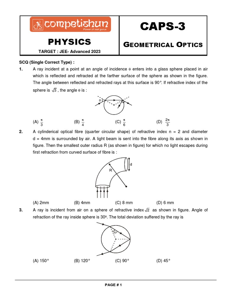Refraction in Glass Sphere and Lenses | PDF | Optics | Mirror