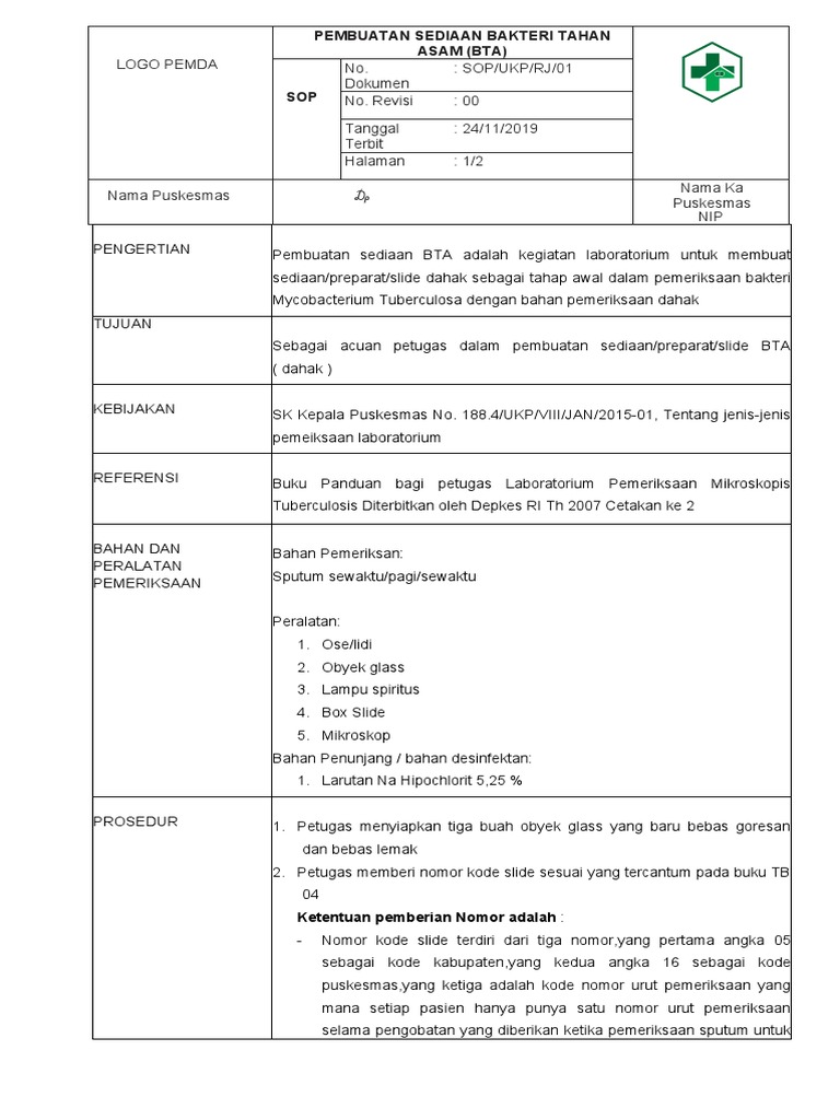 Sop Pembuatan Slide Bta S Pdf