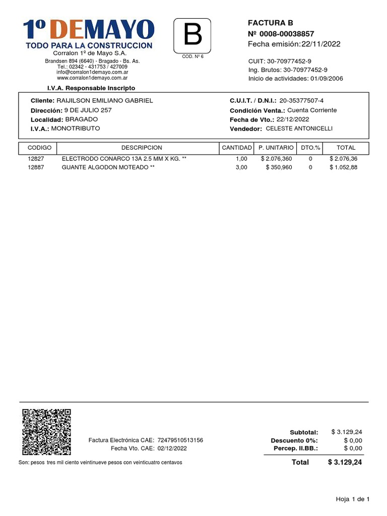 Factura B 0008-00038857 | PDF