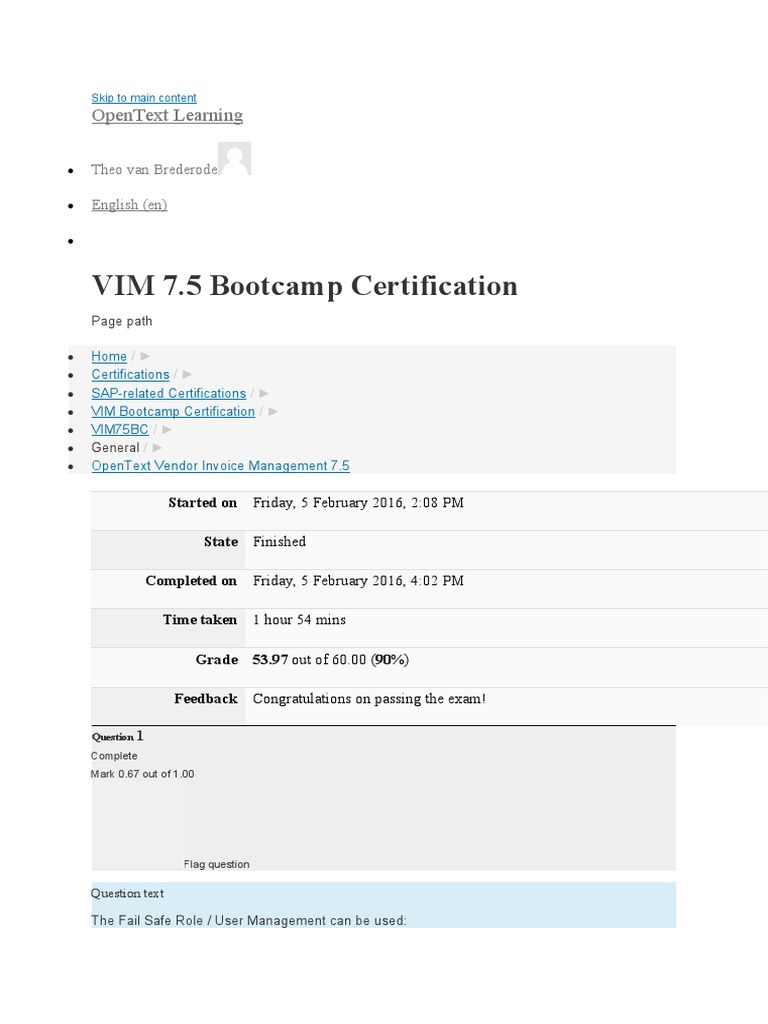 Vim 7.5 Bootcamp Certification: Opentext Learning | PDF | Software Development | Computing