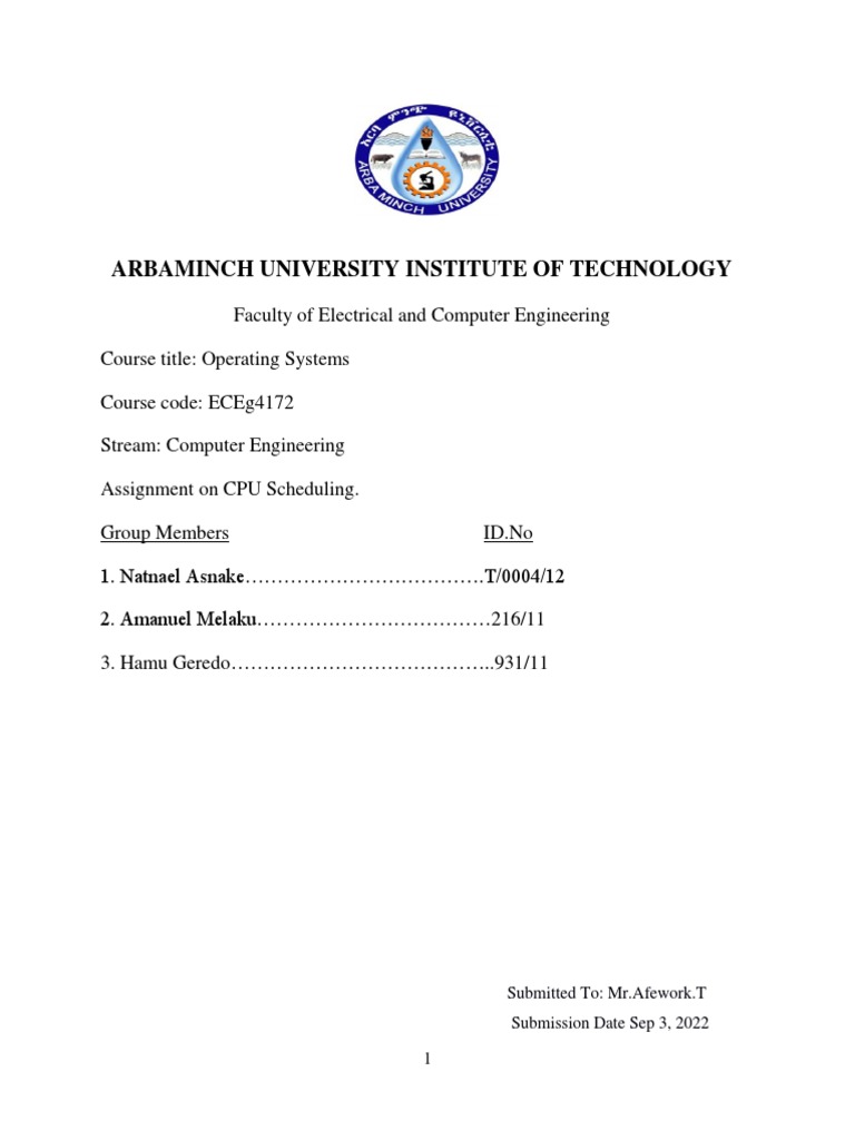 OS Assignment1 | PDF | Scheduling (Computing) | Process (Computing)