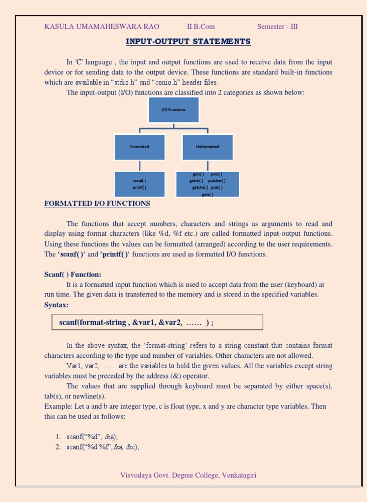 Input-Output Statements | PDF | Input/Output | Computing Input-Output Statements | PDF | Input/Output | Computing