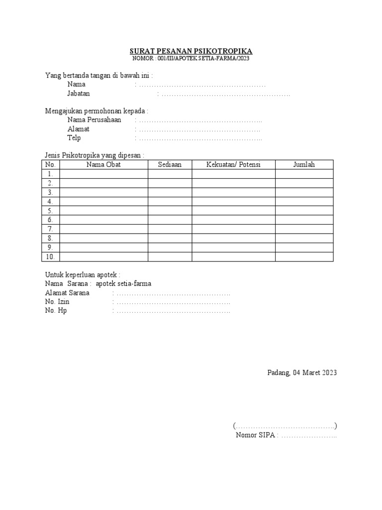 Surat Pesanan Apt-Pbf | PDF