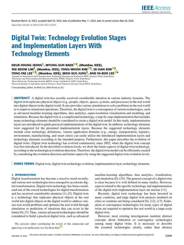 Digital Twin Technology Evolution Stages and Implementation Layers With Technology Elements ...