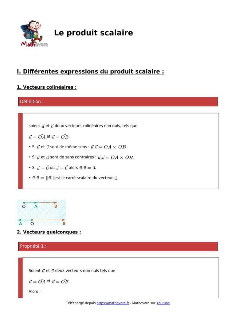 Comprendre le produit scalaire en maths | PDF