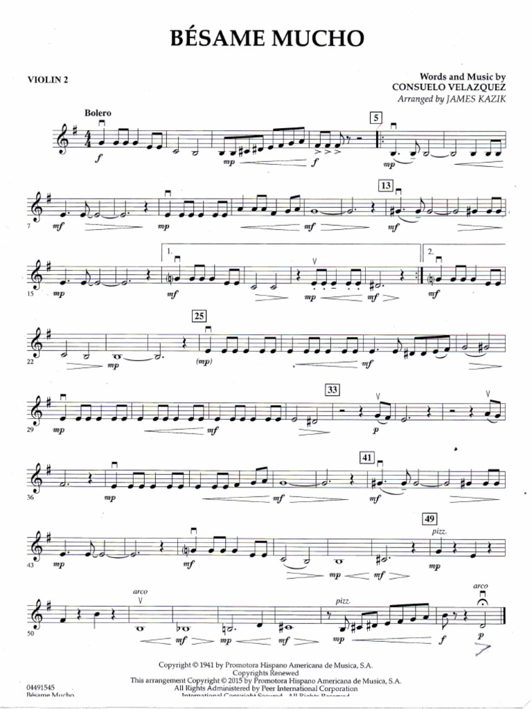 Besame Mucho - Violín 2 | PDF