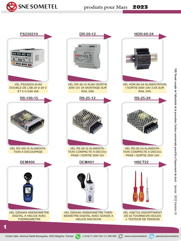 SNE SOMETEL Arrivage Produits Mars 2023 | PDF | Composants électriques ...